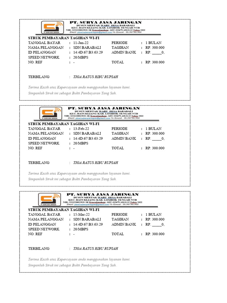 Struk Tagihan Internet | PDF