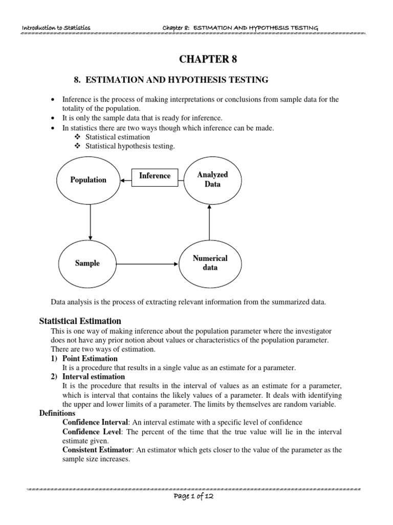 Chapter-8-Estimation & Hypothesis Testing | PDF | Estimator | Type I ... Chapter-8-Estimation & Hypothesis Testing | PDF | Estimator | Type I ...