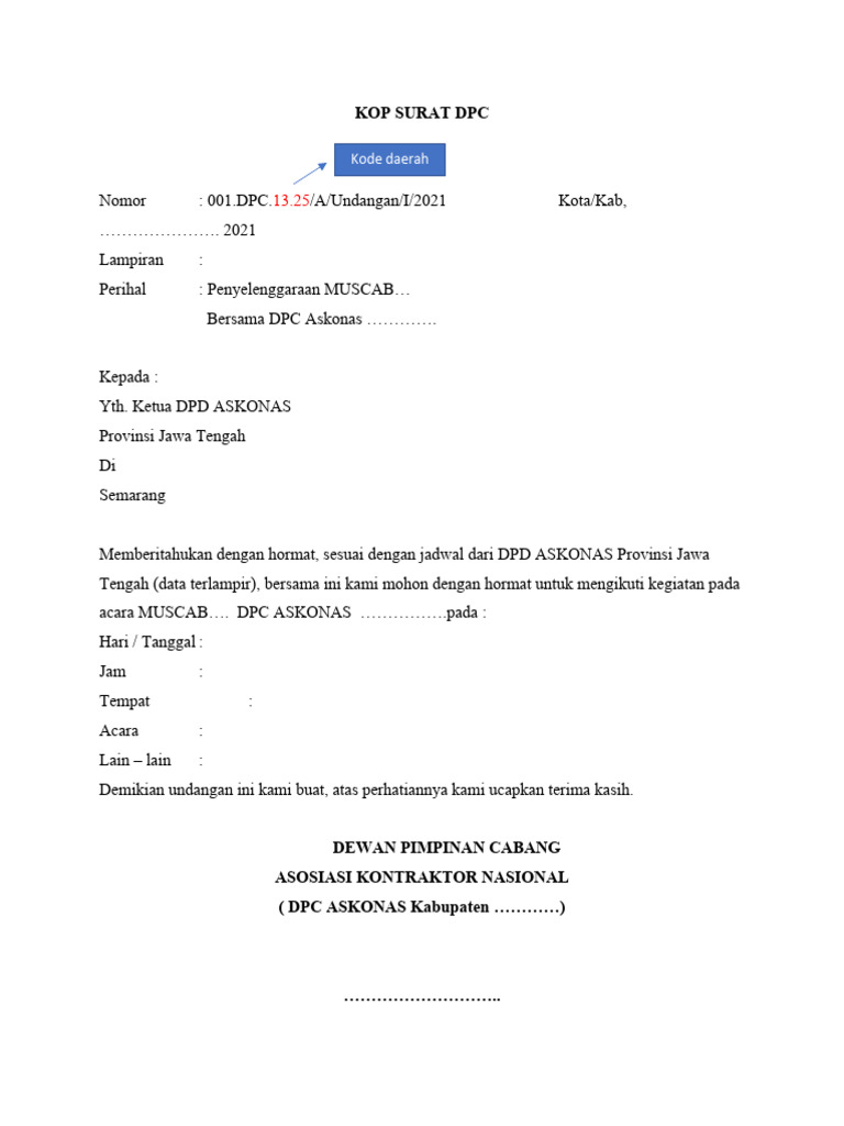 Undangan MUSCAB DPC ASKONAS 2021 | PDF