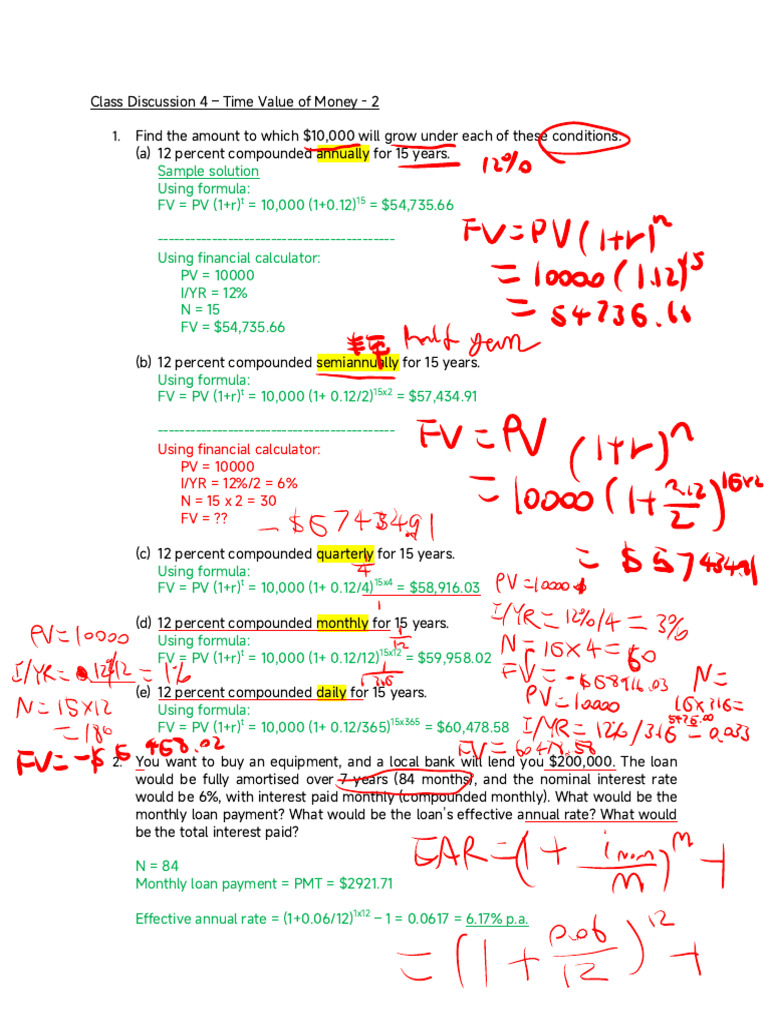 Class Discussion 04 - TVM 2 | PDF | Interest | Financial Economics