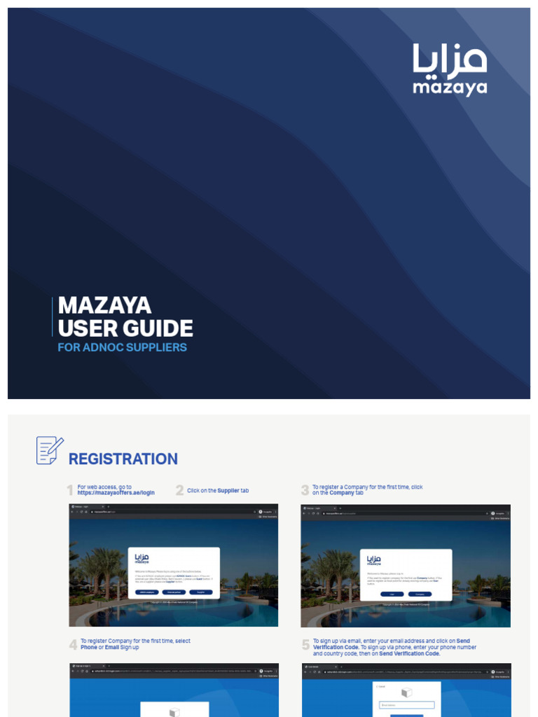 Mazaya Registration Guide for ADNOC Suppliers | PDF