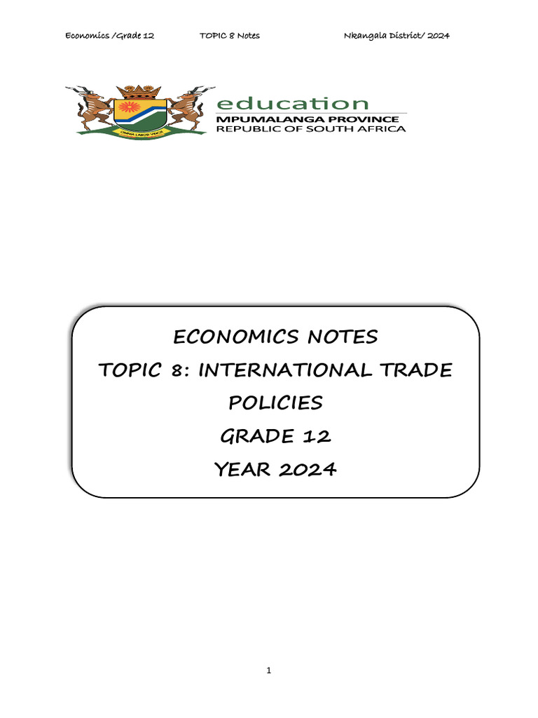 Topic 8 Protectionism and Free Trade | PDF | Exports | Tariff