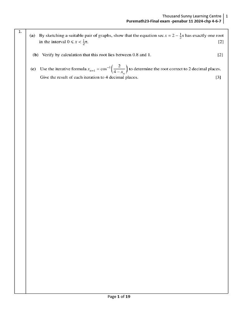 Puremath23-Final exam -penabur 11 2024-chp 4-6-7 | PDF