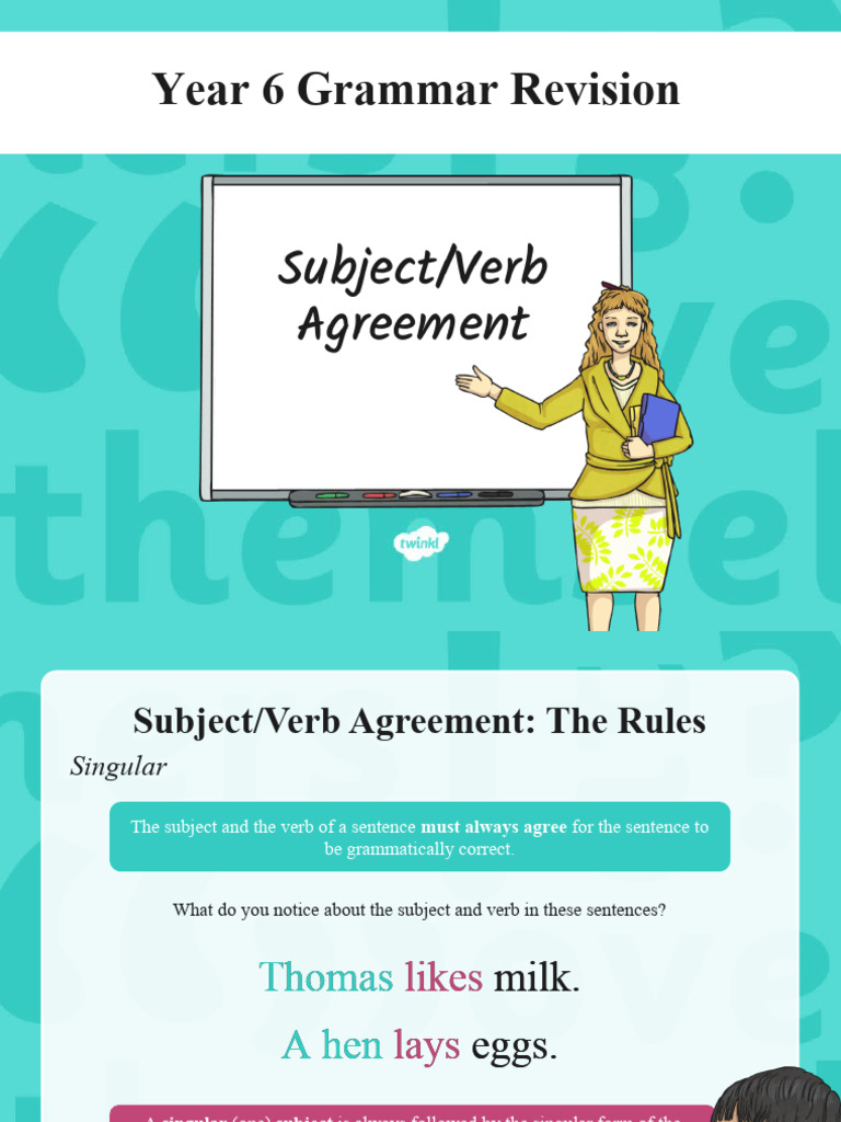 T2 E 2143 Year 6 Grammar Revision Guide and Quick Quiz Subject Verb Agreement | PDF ...