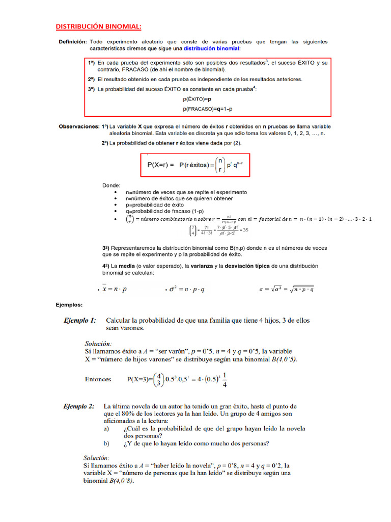 Resumen Binomial y Normal | PDF | Distribución normal | Teoría de la medida