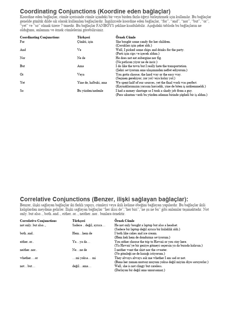 Coordinating Conjunctions | PDF