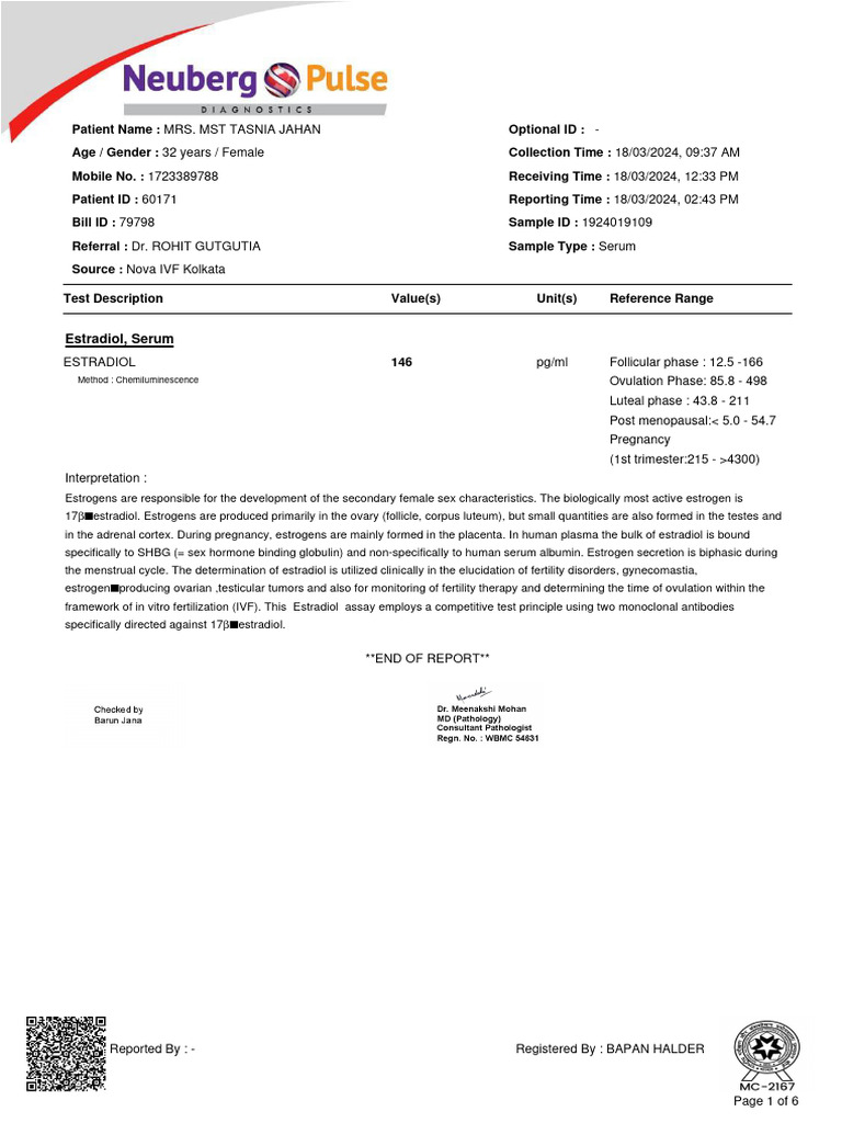 Whatsapp Reportsmedical Report Mst Tasnia Jahan 2024-07!03!18-24 | PDF | Estradiol | Chemistry