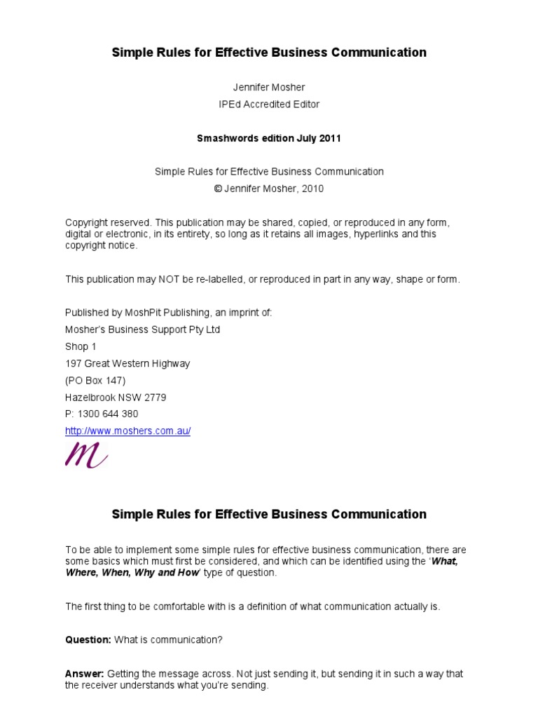 Simple Rules For Effective Business Communication | PDF | Linguistics ...