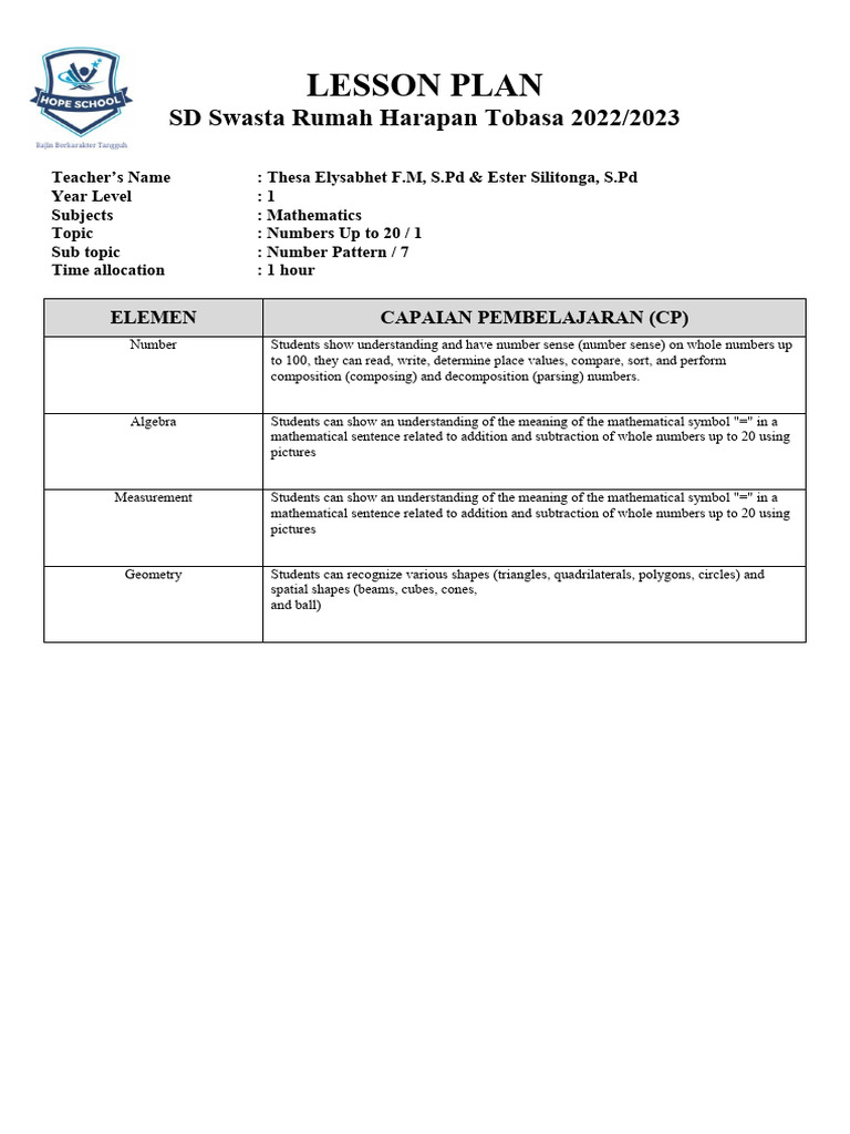 Lesson Plan Math Week 7 | PDF | Mathematics | Shape