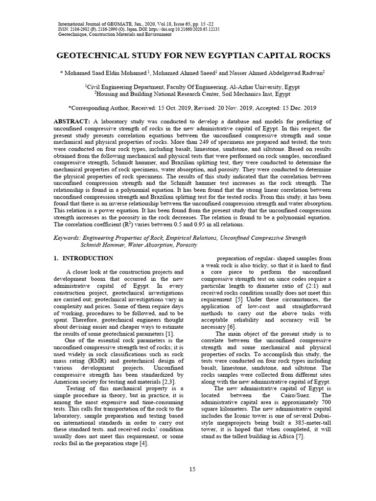 Geotechnical Study of Egyptian Capital Rocks | PDF | Strength Of ...
