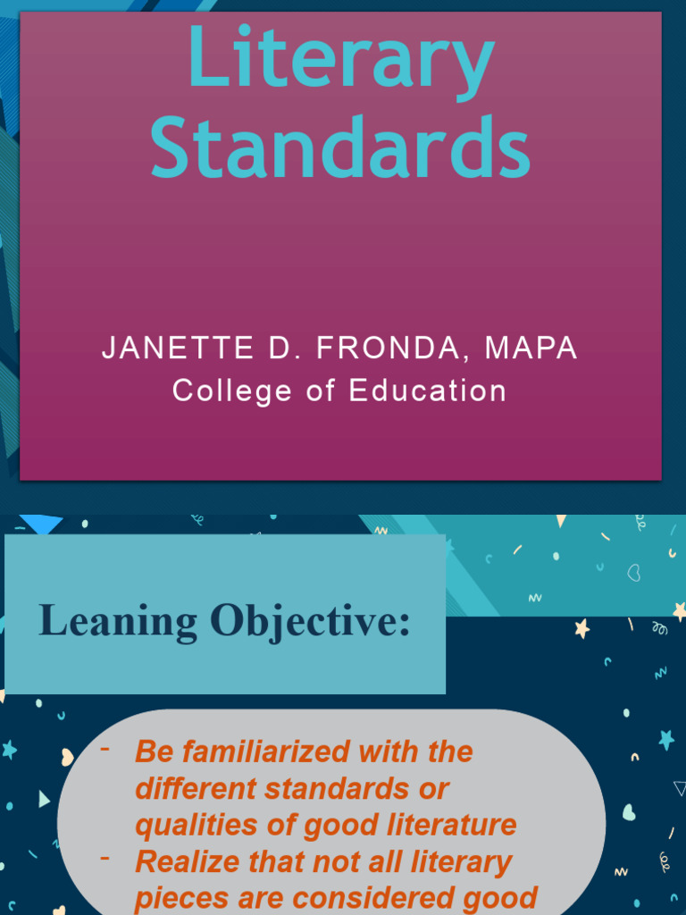 Lit Literary Standards | PDF | Thought | Experience