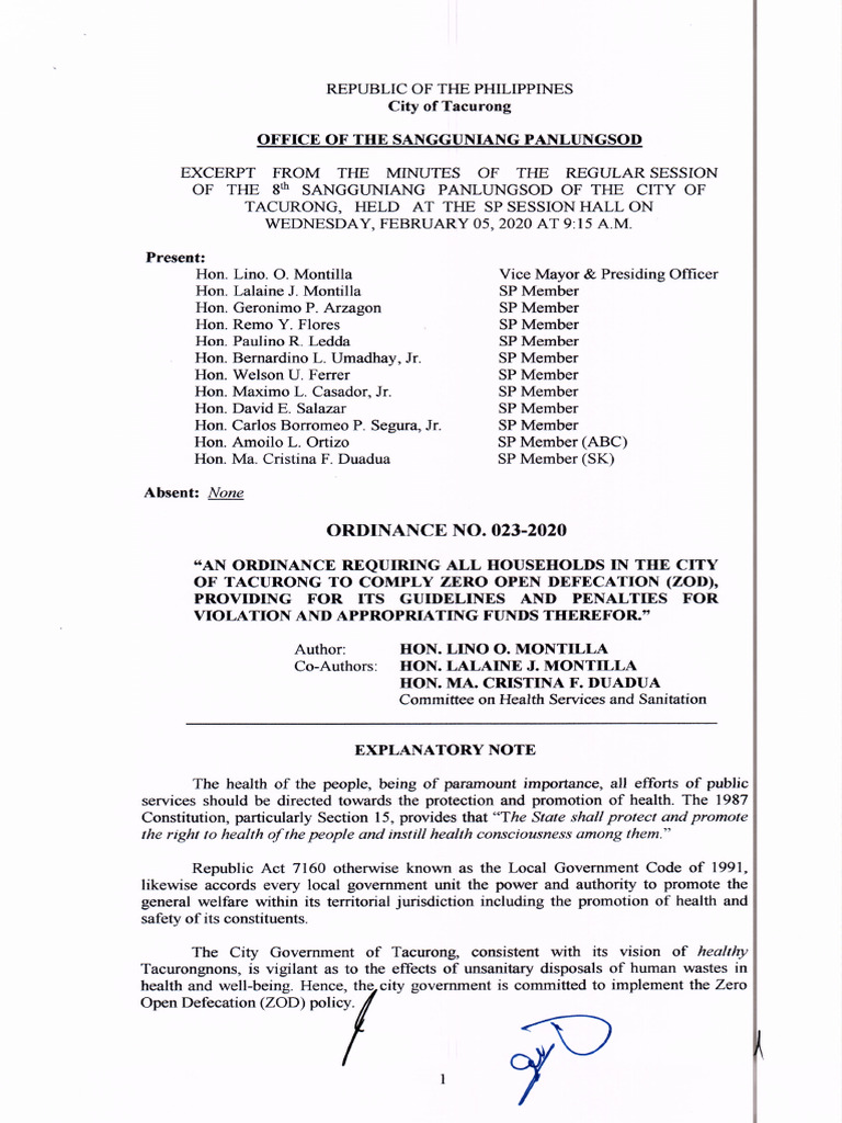 Ordinance-No.023-2020-Zero-Open-Defecation | PDF