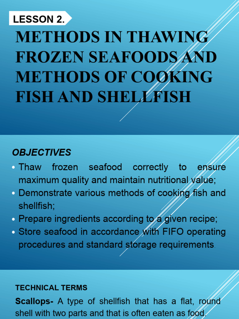 Prepare and Cook Seafood Lesson 2 | PDF | Bivalvia | Seafood