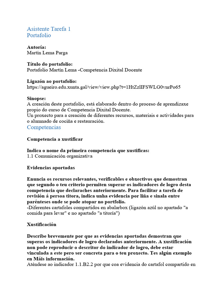 Asistente Tarefa 1 Portafolio | PDF
