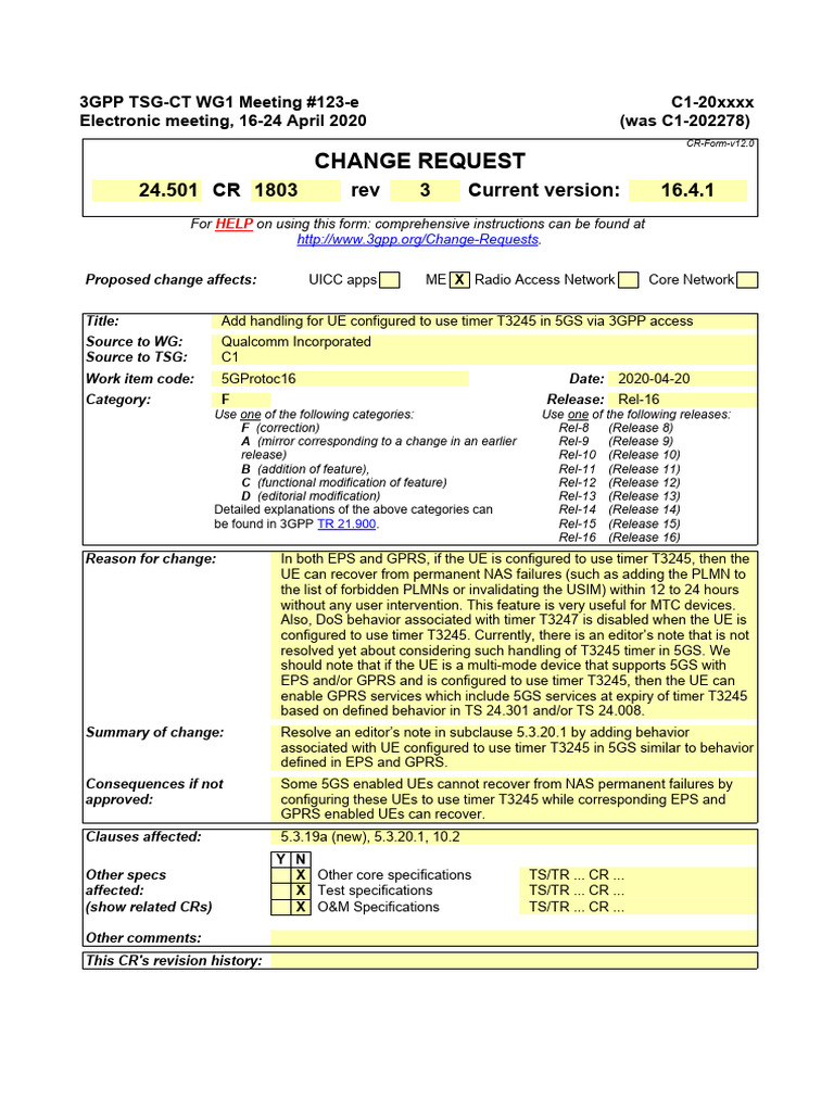 C1-20xxxx - T3245 - 3GPP - v2 | Download Free PDF | Computing | Telecommunications