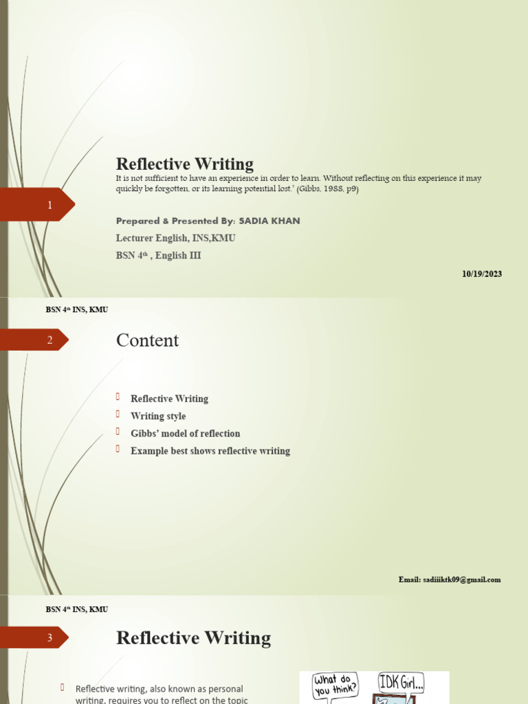 Guide to Reflective Writing Techniques | PDF | Compassion | Experience