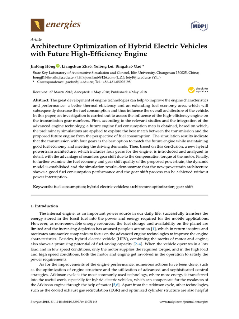 Architecture Optimization of Hybrid Electric Vehic | PDF | Hybrid Electric Vehicle | Engines