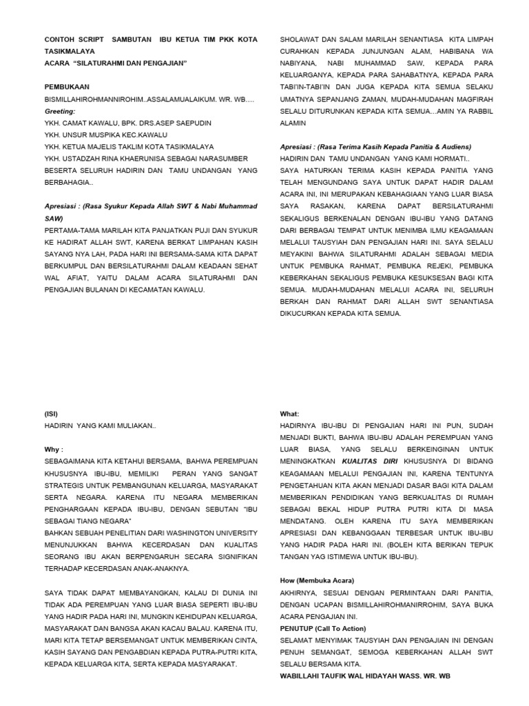 Contoh Script Sambutan Pengajian | PDF