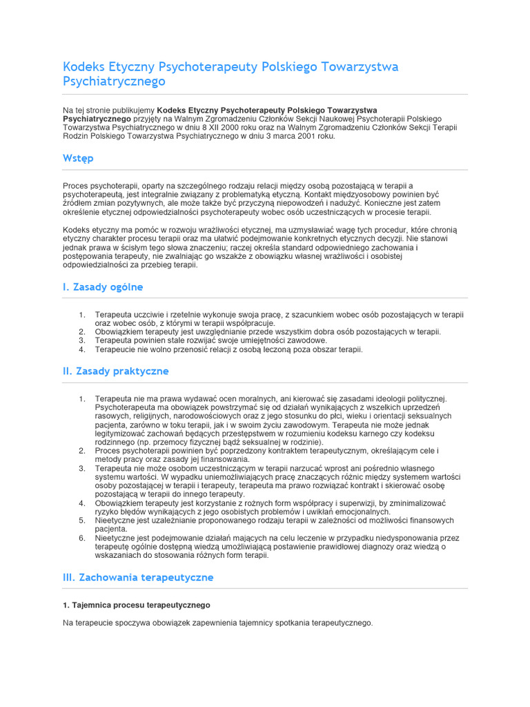 Kodeks Etyki PTP | PDF