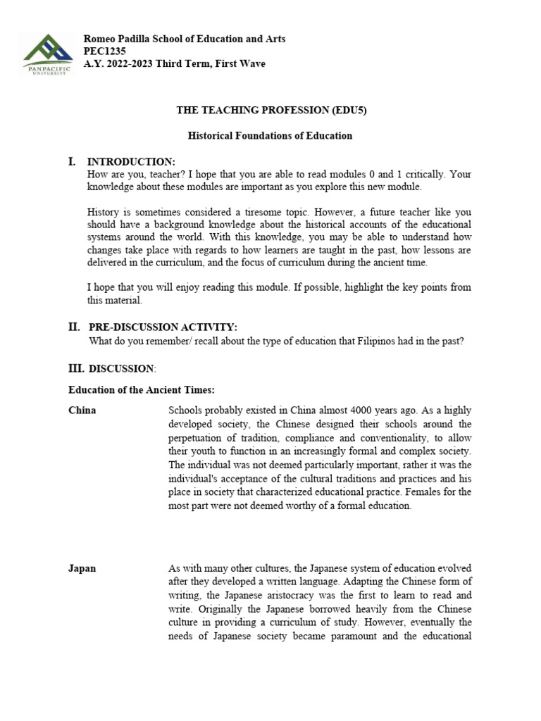 Historical Foundation of Education | PDF | Socrates | Jean Jacques Rousseau