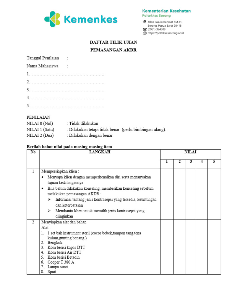 Daftar Tilik Ujian OSCE KB Dan Neonatus SMT 4 | PDF