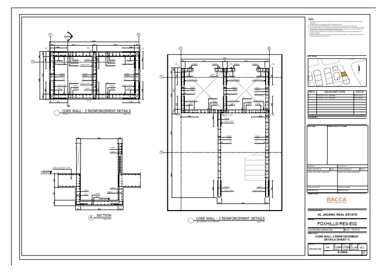 Res-E02-2202-S-5404 Core Wall 2 Reinforcement Details (Sheet-1) | PDF