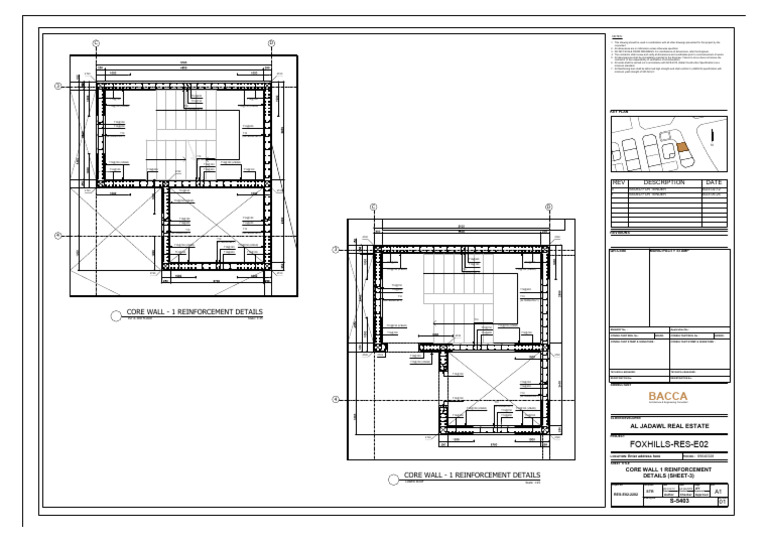 Res-E02-2202-S-5403 Core Wall 1 Reinforcement Details (Sheet-3) | PDF