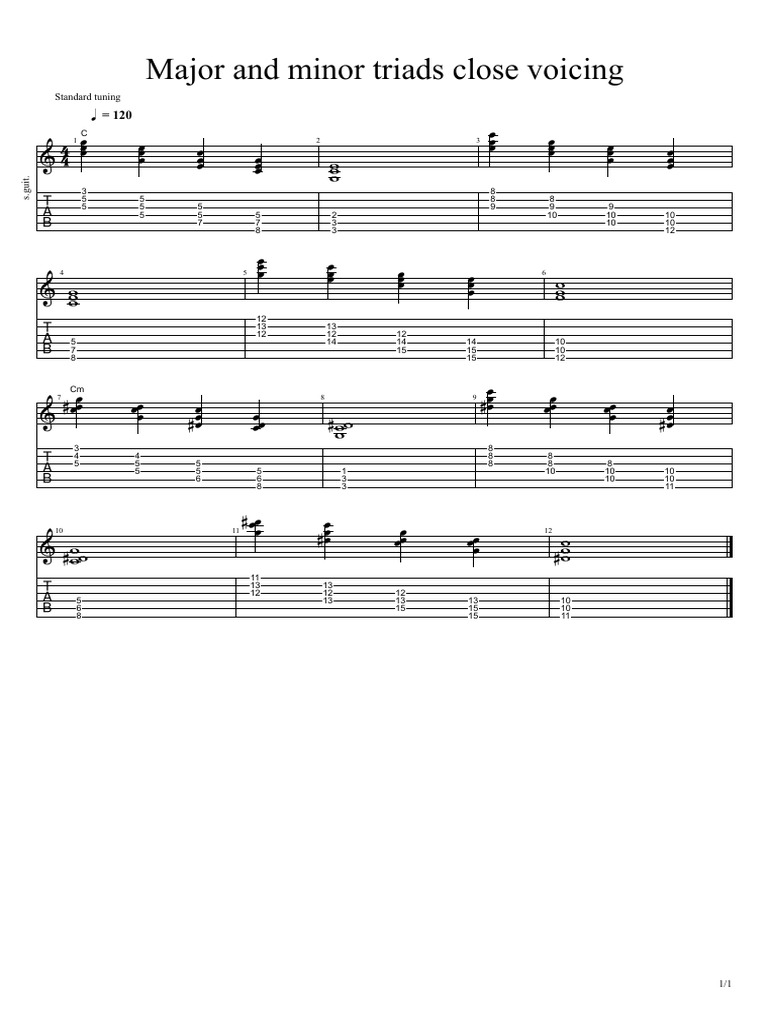 Major and Minor Triads Close Voicing | PDF | Music Theory | Elements Of ...