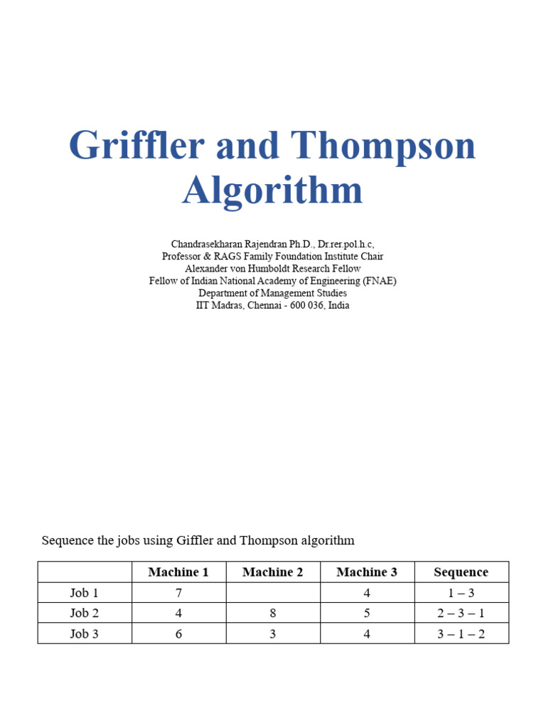 Griffler and Thompson Algorithm | PDF
