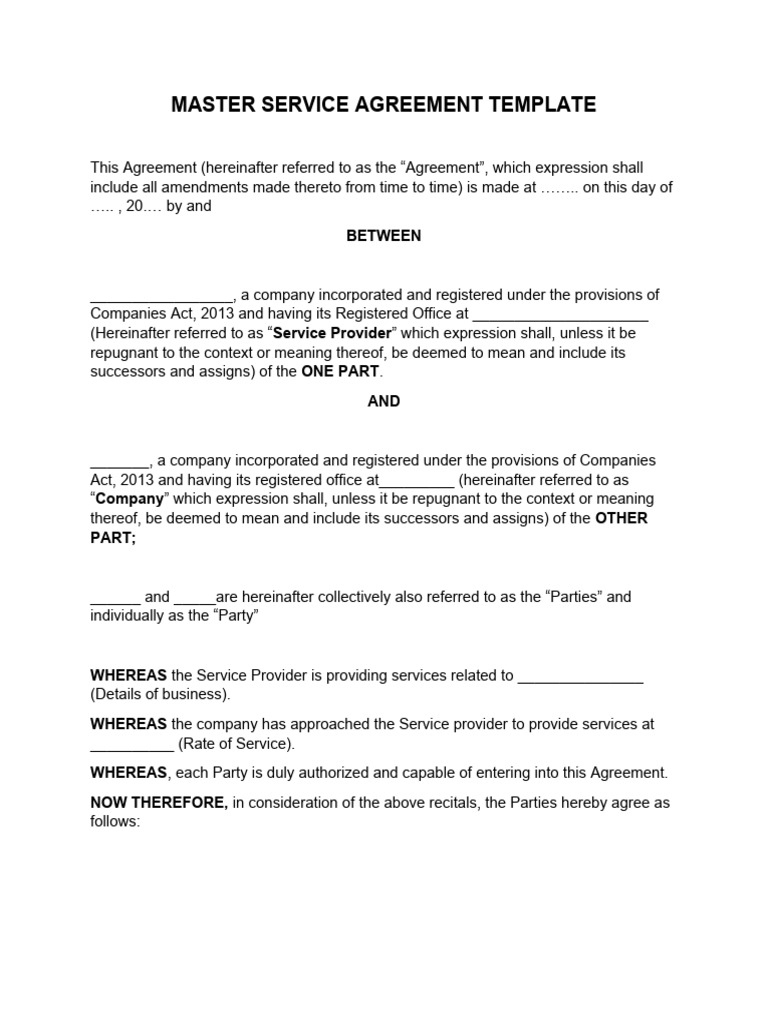 Quicko- Master Service Agreement Template | PDF | Indemnity | Confidentiality