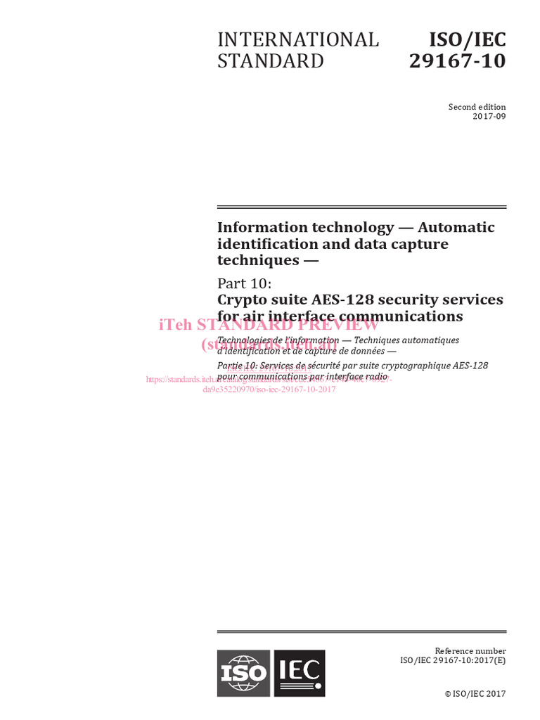 Iso Iec 29167 10 2017 | PDF | Encryption | Cryptography