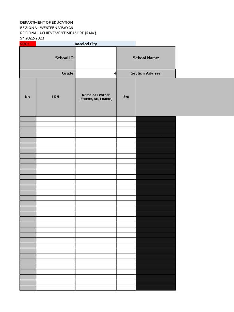 Class Scoresheet Elem - V2 1 | PDF | Learning