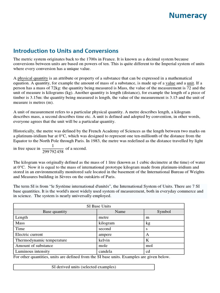 Conversions - Part1 | PDF | International System Of Units | Litre