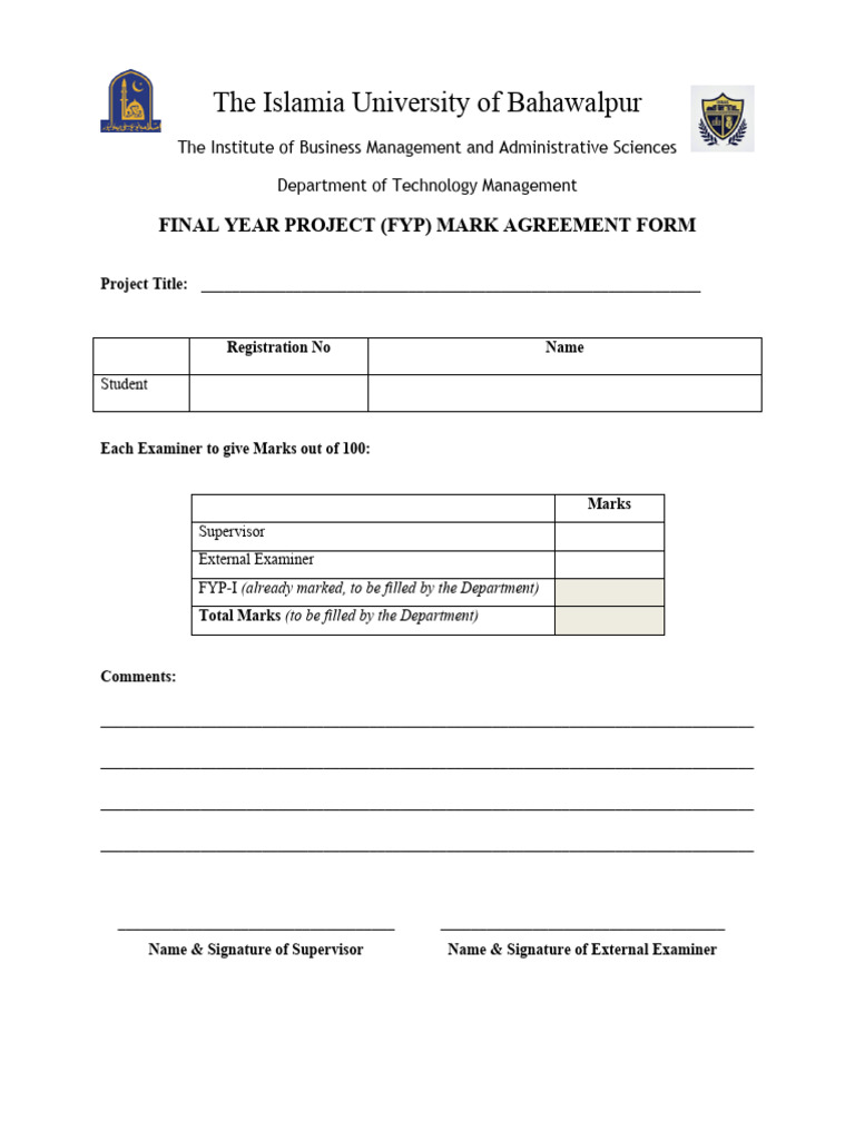 Project Evaluation Form - Department of Technology Managment | PDF ...