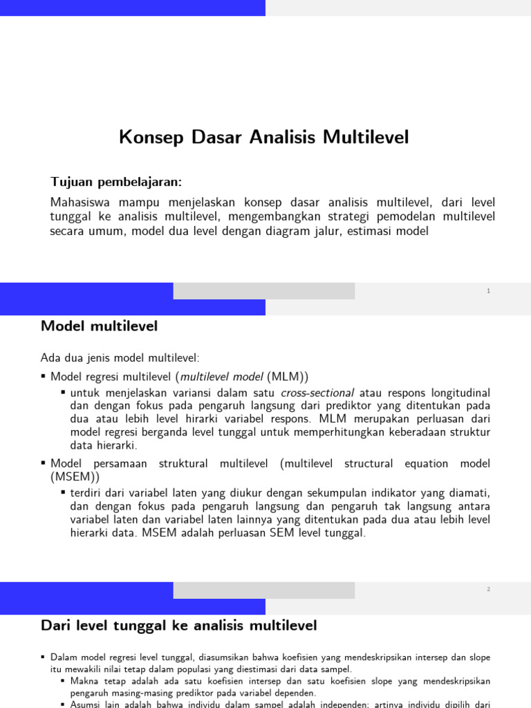 2.konsep Dasar Analisis Multilevel | PDF | Metode & Bahan Ajar