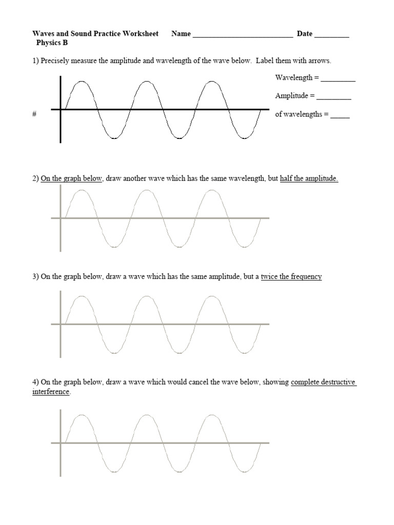 Waves and Sound Practice WS - Graph, Doppler, Resonance | PDF ...