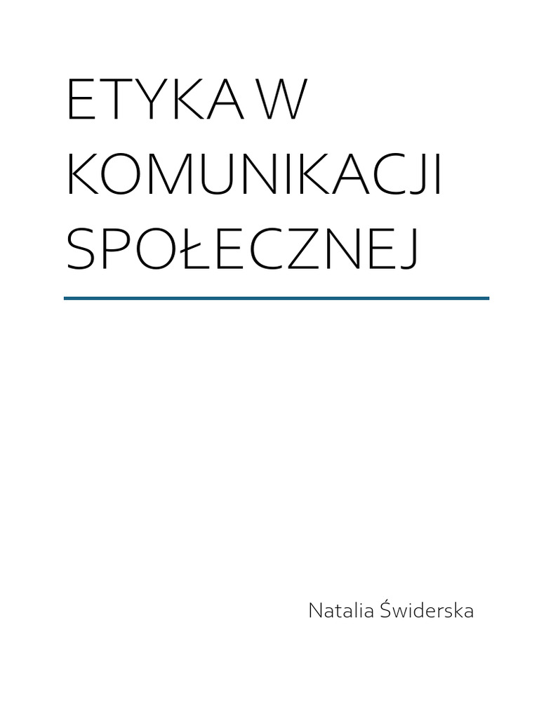 Etyka W Komunikacji Spoecznej | PDF