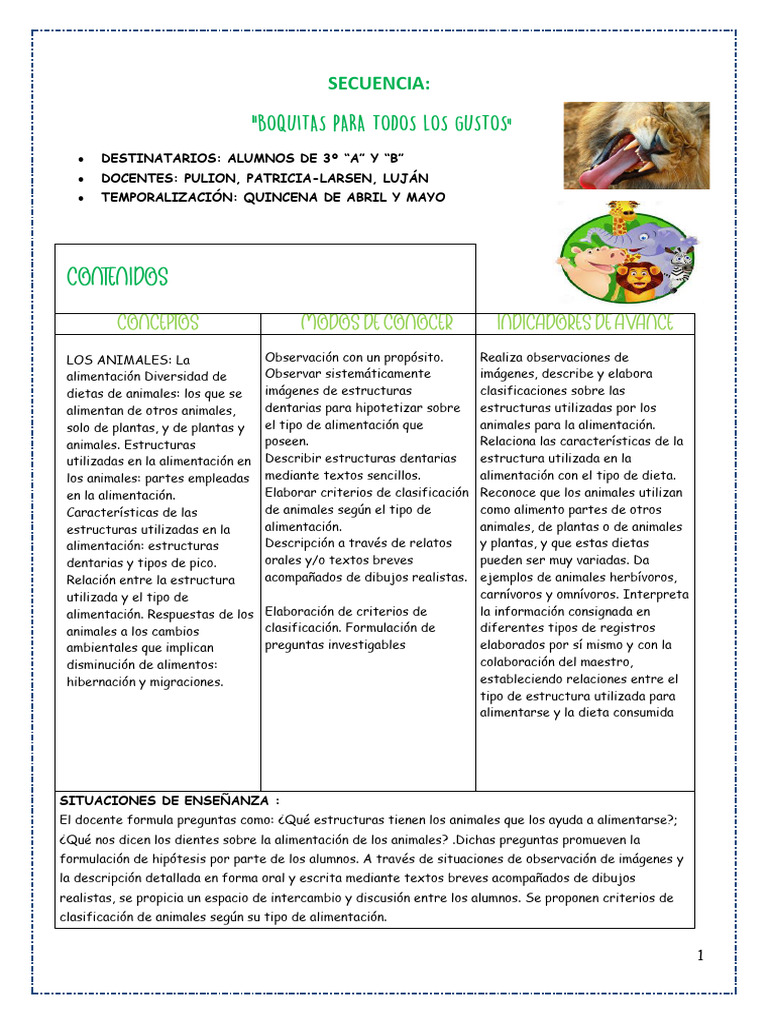 2024 SECUENCIA LOS ANIMALES Y SUS DIETAS 3º A Y B | Descargar gratis ...
