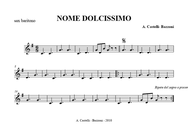 Nome Dolcissimo Sax Baritono PDF | PDF