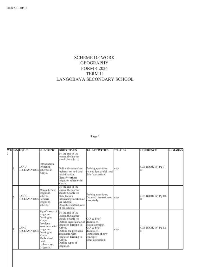 Geography Form 4 Term Ii Pdf Transport Economies