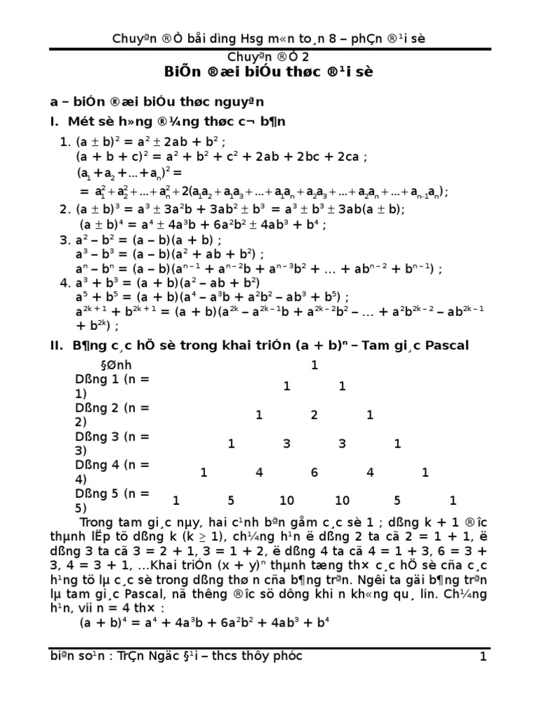 Chuyen de Bien Doi Bieu Thuc Dai So | PDF