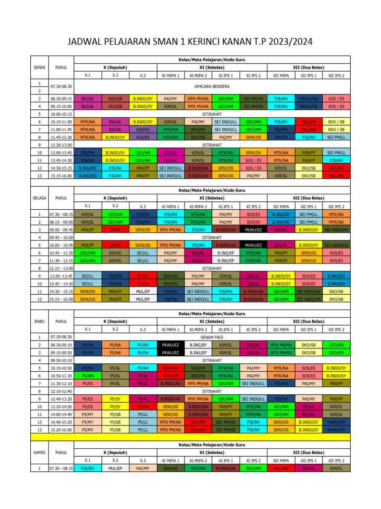 JADWAL 29-1-24 Edit Fix | PDF