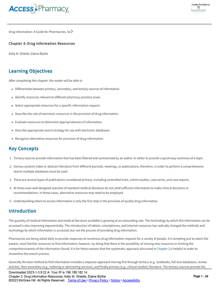 Chapter 3_ Drug Information Resources | PDF | Pharmacy | Pharmacology