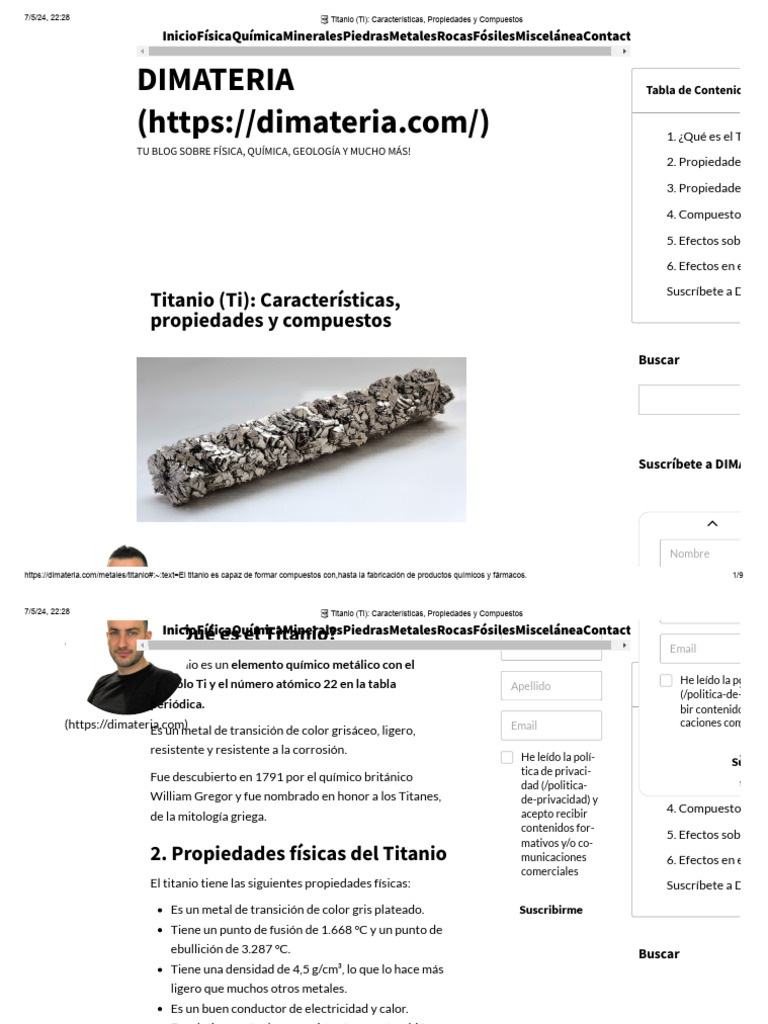 ? Titanio (Ti) - Características, Propiedades y Compuestos | PDF ...