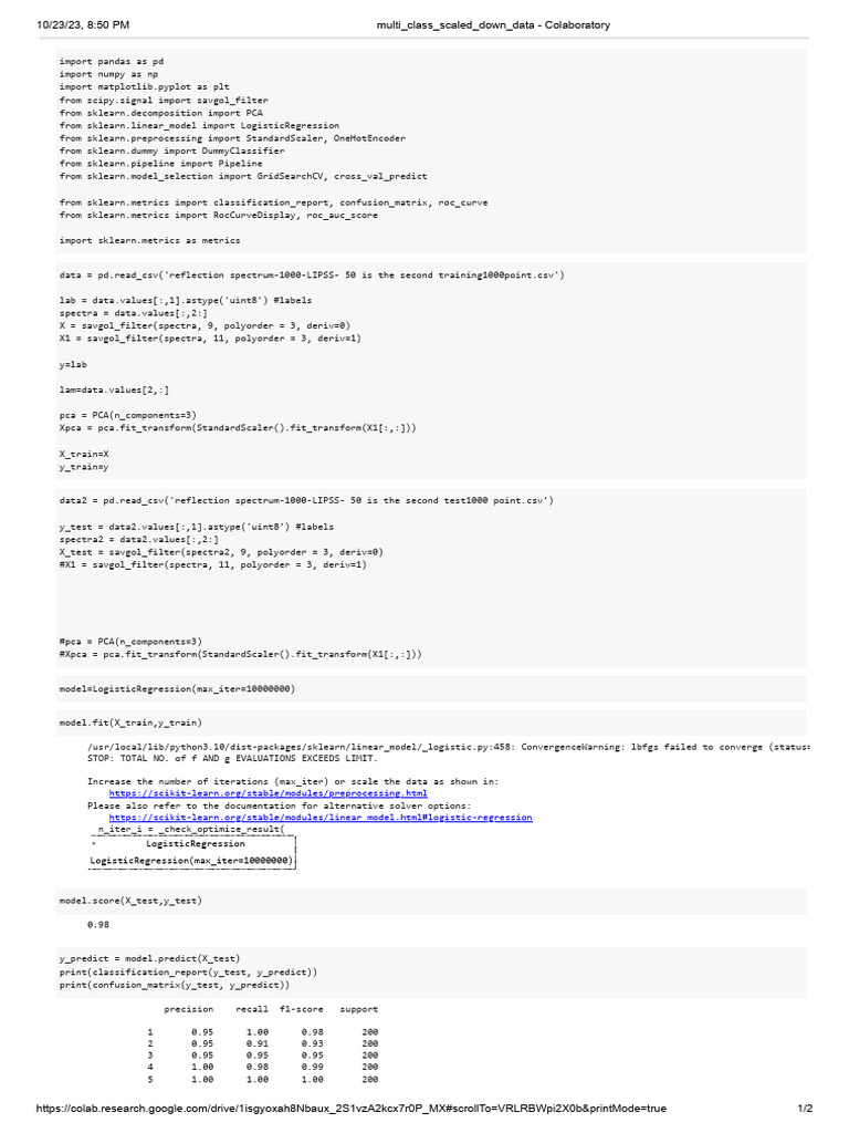 Multi - Class - Scaled - Down - Data - Colaboratory | PDF | Algorithms | Applied Statistics