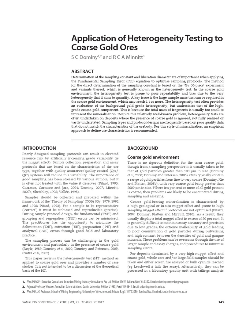 Heterogeneity Testing for Coarse Gold | PDF | Gold | Sampling (Statistics)