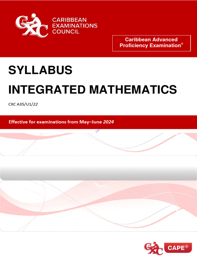 CAPE Integrated Mathematics Syllabus Revised | PDF | Factorization ... CAPE Integrated Mathematics Syllabus Revised | PDF | Factorization ...