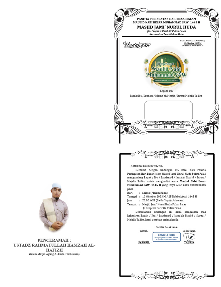 Undangan Maulid Nabi di Masjid Nurul Huda | PDF