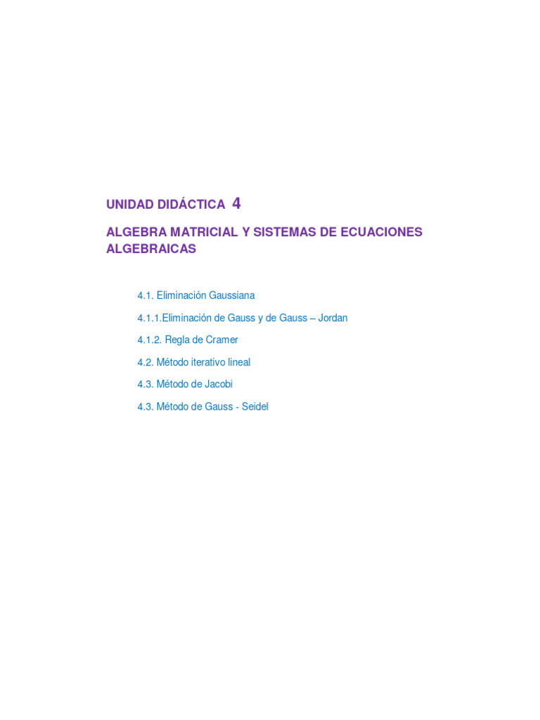 Ud-4 Algebra Matricial y Sea | PDF | Matriz (Matemáticas) | Ecuaciones
