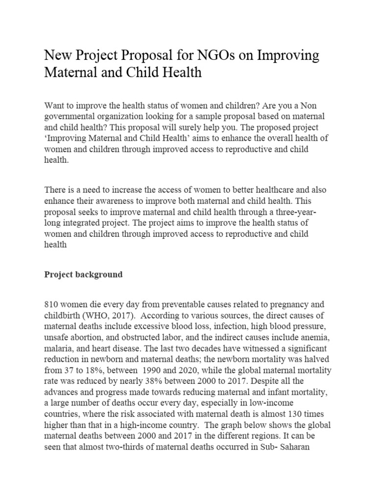 NGO Proposal for Maternal Health Improvement | PDF | Maternal Death ...